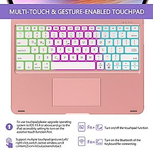 Touch Keyboard Case for iPad Air 13 M2 2024, iPad Pro 12.9 Case with Keyboard 6th/5th/4th/3rd Generation, Trackpad, 360° Rotatable, Wireless Keyboard Cover, 7 Modes Rainbow Backlits with Pencil Holder