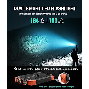 2 Pack 𝙐𝙥𝙜𝙧𝙖𝙙𝙚 Solar Powered Cell Phone Charger with Super-Strong Magnets 10,000mAh Waterproof Bakcup Battery for Camping (Green+Orange)