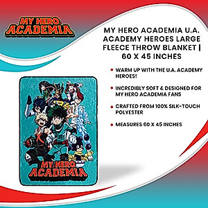 JUST FUNKY My Hero Academia U.A. Academy Heroes Large Anime Fleece Throw Blanket | Official My Hero Academia Throw Blanket | Collectible Anime Throw Blanket | Measures 60 x 45 Inches