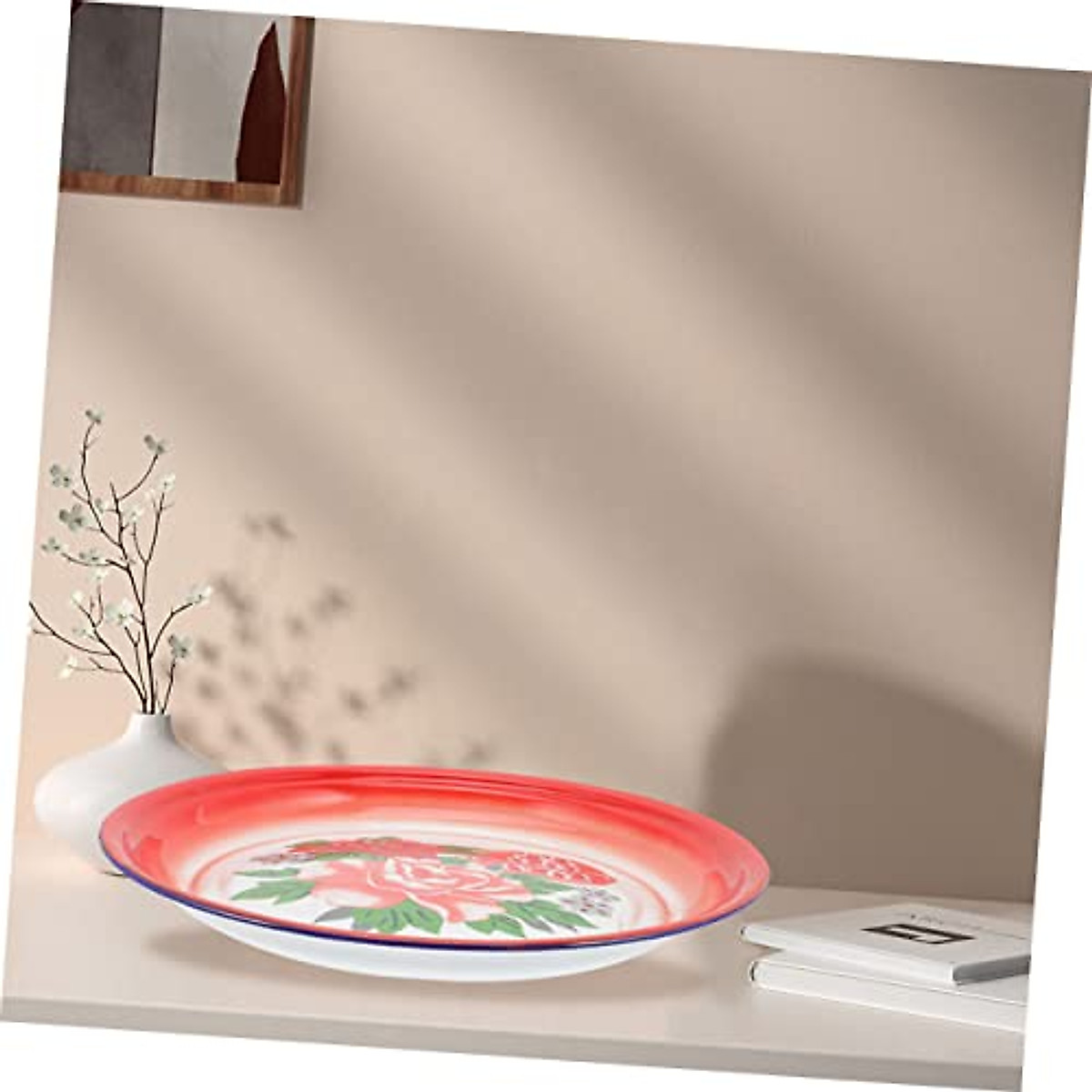 TOGEVAL Enamel Plate Nut Trays Wedding Table Decor Ceramic Tray Wedding Food Platter Snack Serving Platter Chinese New Year Nut Tray Home Storage Plate Chinese Style Dish Plate Enamel Dish