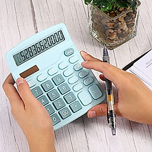PATIKIL Desk Calculator, 2 Pack Standard Function 12 Digits Large LCD Display Electronic Calculator Solar Battery Dual Power for Home Office Desktop, Blue