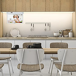 SYLVOX 15.6" Kitchen Smart TV Flap Down Screen TV Google TV Supports LED Clock Alarm Clock WiFi & Wireless Connection, Storage Design, can be Installed in The Bottom of The Cabinet (KT16A0KGGA)