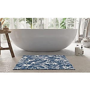 ODIKA Floral 2x3 Foot Diatomaceous Bath Mat, Quick Dry, Ultra Absorbent Non-Slip Bathroom Mat, Stone Bath Mat, Grounding Mat, Rubber Backed Bath Stone