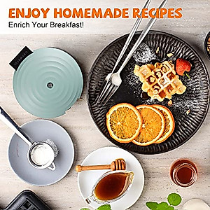 CROWNFUL Mini Waffle Maker Machine, 4 Inch Chaffle Maker with Compact Design, Easy to Clean, Non-Stick Surface, Recipe Guide Included, Perfect for Breakfast, Dessert, Sandwich, or Other Snacks, Green