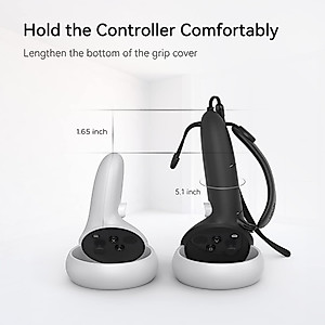 KIWI design Controller Grips Compatible with Quest 2 Accessories, with Battery Opening Protector with Knuckle Straps, Suitable for Large Hands (Black)