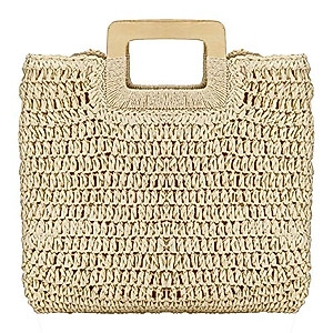 YYW Straw Tote Bag Women Hand Woven Large Casual Handbags Hobo Straw Beach Bag with Lining Pockets for Daily Use Beach Travel (Beige)