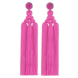 long tassel earrings (Hot Pink E)