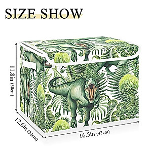 Kigai Wild Dinosaur Storage Basket with Lid Collapsible Storage Bin Fabric Box Closet Organizer for Home Bedroom Office 1 Pack