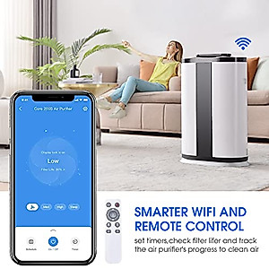 Air Purifier with Smart WiFi, PM2.5 Monitor and H13 True HEPA Filter for Large Room up to 3000 sq.ft, Captures 99.9%