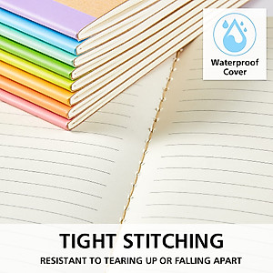 feela 56 Pack Composition Notebooks Bulk, Kraft Cover Lined Blank College Ruled Composition Travel Journals with Rainbow Spines For Women Students Business, 60 Pages, 8.3”x 5.5”, A5, 8 Pastel Colors
