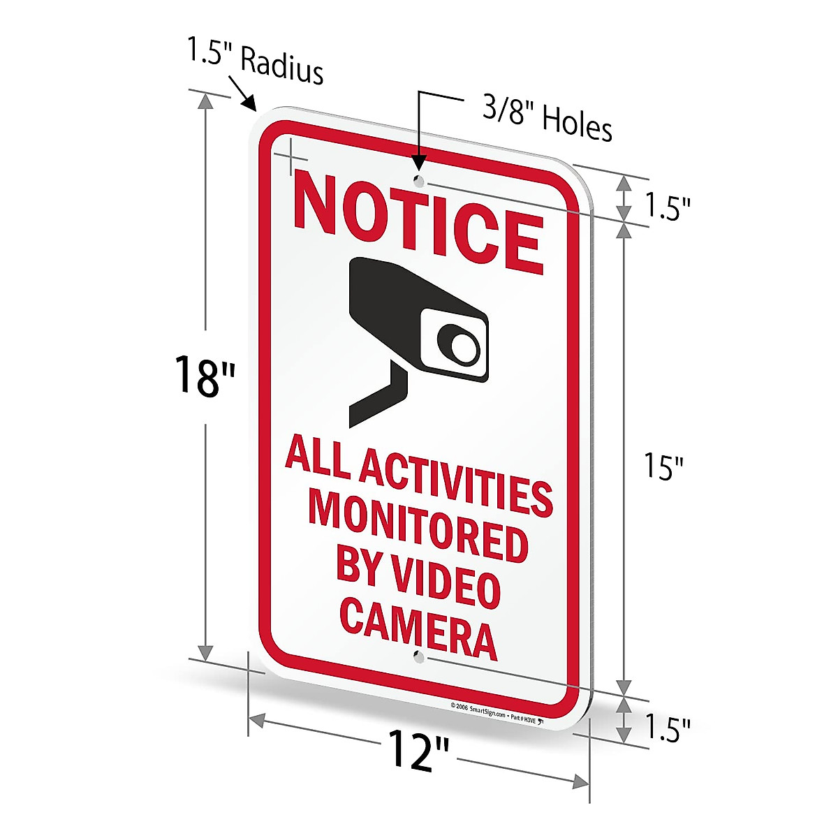 SmartSign Notice All Activities Monitored By Video Camera Sign - 2 Pack, 18 x 12 inch, 2mm Aluminum Composite, Red/Black on White, Made in USA