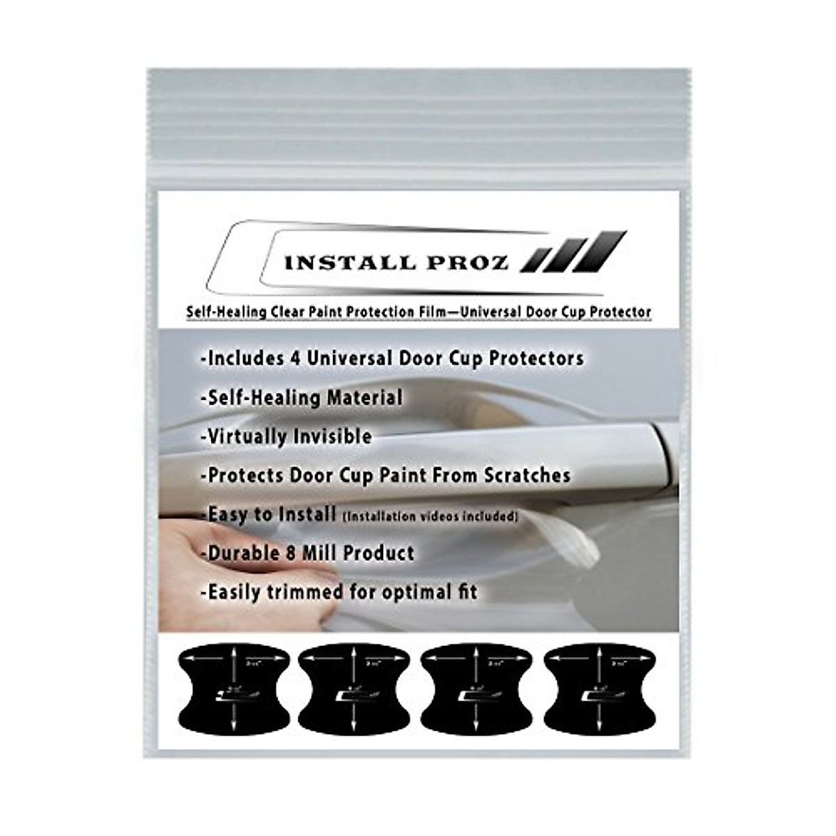 Install Proz Self-Healing Clear Paint Protection Film (4 Door Cup Protectors)
