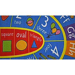 KC Cubs Playtime Collection ABC Alphabet, Numbers and Shapes Educational Learning & Game Area Oval Rug Carpet for Kids and Children Bedrooms and Playroom, Multicolor, 7' 8" x 9' 10'' (KCP010033-8x10)