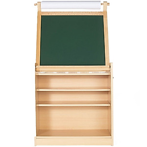 Guidecraft Desk to Easel Art Cart - Folding Art Easel for Kids, Craft Storage Center with Chalkboard and Whiteboard | Toddler Art and Activity Desk with Fabric Storage Bins | Wooden Classroom Easel