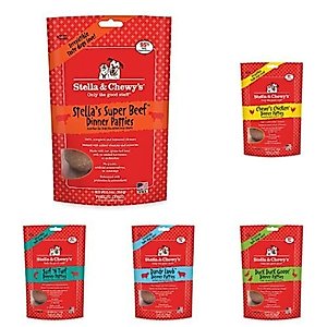 Stella & Chewy'S Freeze-Dried Raw Dinner Patties Dog Food Variety Pack Of 5 (Beef, Chicken, Duck, Lamb And Surf N' Turf), 5.5 Oz. Each