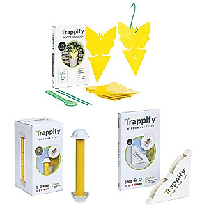 Trappify Sticky Gnat and Fly Traps, Fly Stick Strap & Window Fly Trap for Outdoor and Indoor Home Pest Control - Fly, Gnats, Moths and Other Flying Insects Trap with Extra Sticky Adhesive - 18 Traps