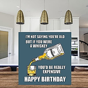 Funny Birthday Cards for Men Women - Aged Whiskey Whisky - Rude Birthday Card for Mom Dad Brother Sister Son Daughter Nan Grandad, 5.7 x 5.7 Inch Humour 30th 40th 50th 60th 70th Bday Greeting Cards