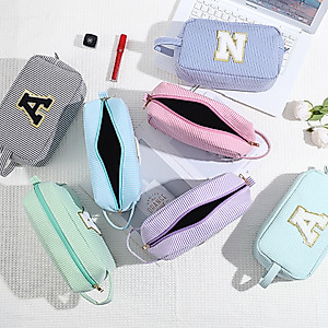 YOOLIFE Makeup Bag for Women - Monogram Cute Initial Pink Makeup Bags Cosmetic Toiletry Pouch Make Up Case for Women Her Best Friend Friendship Sister Teacher, Personalized Birthday Gifts for Women C