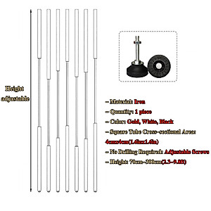 Elitix 1 Pc Wall Partition Room Divider Floor to Ceiling, 70 to 300 Cm Tall Modern Privacy Screens Post, Small Space Decor Divider Column for Home Office(Gold,180cm(5.9ft))