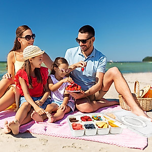 RBNN Divided Serving Tray with Lid and Handle-Snackle Box Charcuterie Container for Portable Snack Platters, 8 compartment snack container, Fruit Veggie Charcuterie Box Snack Tray for Travel Party