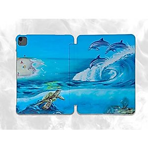 Ocean Dolphin Turtle Painted case Compatible with iPad Mini Air Pro 7.9 8.3 9.7 10.2 10.9 11 12.9 inch Pattern Cover New 2022 2021 Trifold Stand 3 4 5 6 7 8 9 Generation 294 (10.2" 7/8/9 gen)