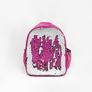 MR.R Sublimation Blanks Reversible Sequin Backpack for Girls Magic Sequin School Bag with Padded Back and Adjustable Straps,Pink,10.6x13.4 inch