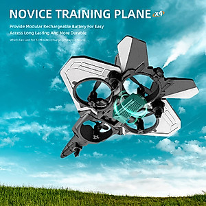 TIKHOSEN Rc Plane for Kids Drones for Age 8-12 Remote Control Foam Airplane for Kids Ages 8-12 Fighter Jet Toy Airplane with Function Gravity Sensing Stunt Roll Cool Light Styrofoam Plane (B)