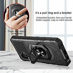 Case for Galaxy Xcover 6 Pro,Ring Kickstand for Magnetic Car Mount, Heavy Duty Military Grade Shockproof Phone Cover,PC+TPU Impact-Resistant Bumpers Protective Case,Drop-Proof,Scratch-Proof (Black)