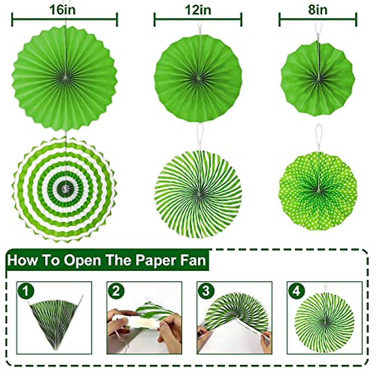 TURNMEON St Patricks Day Decorations for the Home, Shamrocks Garland Lucky Banner with String Lights Green Paper Fans, Leprechaun Hanging Swirls, St.Patrick's Day Party Decor Indoor Irish Supplies