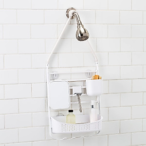 Bath Bliss Deluxe Flex Adjustable Shower Caddy | 2 Hanging Options | Customizable Accessories | Bathroom Storage | White