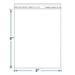 LISM 1000 Pack 6" x 8" Thick Clear Plastic Resealable Cellophane Adhesive Self Seal Bags 1.6 Mil Heavy Duty Packaging Envelopes Prints Photos Cards Gifts Cello Poly Bags