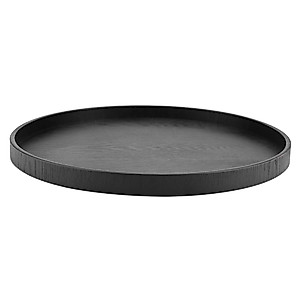 OKJHFD Round Shape Solid Wood Tea Coffee Snack Home Kitchen Restaurant Trays Food Meals Serving Tray Plate Restaurant Trays for Coffee Shop, Bakery, Hotel, Sushi Shop37.5cm(Black)