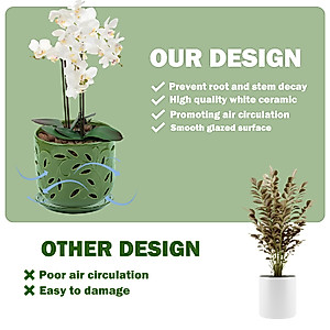 EFISPSS Orchid Pot-5+6Inch,Ceramic Orchid Pots with Holes for Healthy Root Growth Good Air Circulation,Indoor/Outdoor Orchid Pots