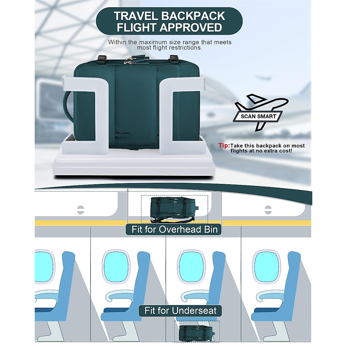 wepadre Women's Laptop Backpack, A-peacock Blue, 15.6in