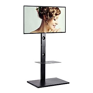 unho Floor TV Stand Free-standing: 65 inches TV Mount Stand with Height Adjustable Tilt Bracket and 2 AV Shelves Base for Most Large Flat Screens Televisions