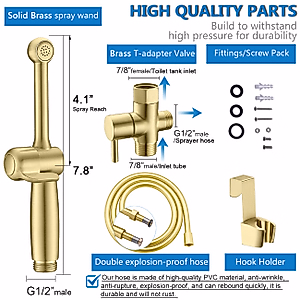 Brushed Gold Handheld Bidet Sprayer with Bidet Mixing Vlave, Sontiy Bidet for Toilet Fresh Water Sprayer, Warm and Cold Water for Personal Hygiene