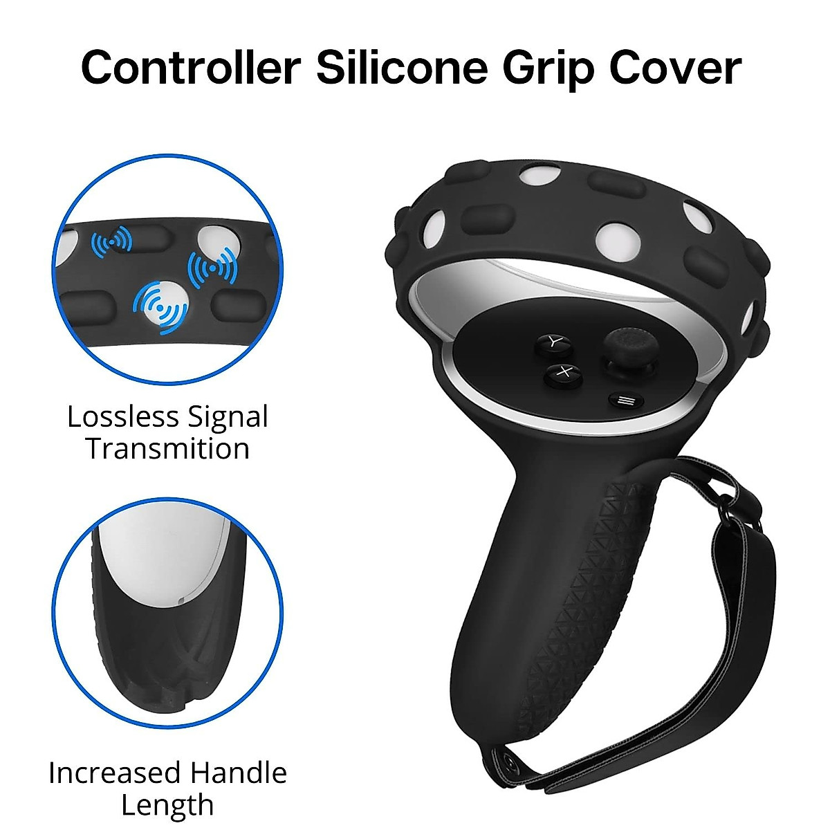 TNP Silicone Cover Set for Oculus Quest 2 Meta Quest 2 Controller Protector Black 3 in 1 Silicone VR Face Cover, Protective Lens Cover, VR Headset Skin Shell Accessories for Oculus Quest 2