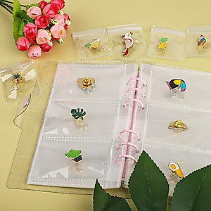 peony man 120 Grids Transparent Jewelry Storage Book Clear Portable Travel Storage Album Jewelry Earring Holder Organizer Anti Oxidation Jewelry Plastic Storage Book with 50 Pieces Small Ziplock Bags