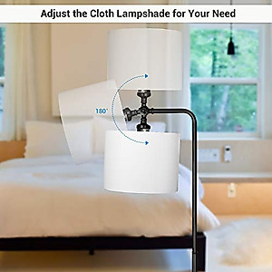 DEWENWILS 63 inch Black Floor Lamp with White Shade, Adjustable Lampshade, Tall Pole Standing Farmhouse Floor Lamp for Living Room, Bedroom, Office, Simple Style