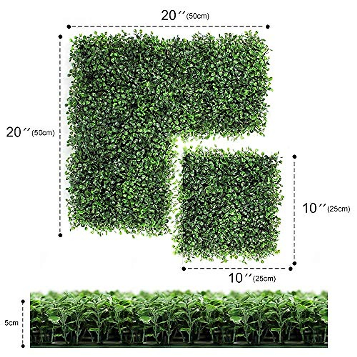 Goasis Lawn Artificial Hedge Boxwood Fence Plant, UV Protected Privacy Screen Outdoor Indoor Use, Garden Fence Backyard Home Decor Greenery Walls, 6 Pack