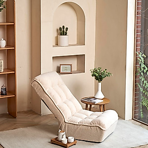 FIQHOME Lounge, Single, 3 Angles Adjustable Floor, Folding Japanese Lazy Sofa Tatami Balcony Reclining Chair for Living Room,White