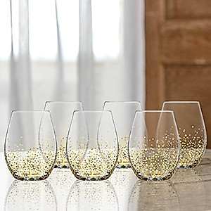 Fitz and Floyd Luster Stemless Wine Set of 4 – Elegant Lead-Free Matching Drinkware for Everyday & Entertaining – Modern Glasses-Gift for Weddings & Holidays, 20 Oz, 4 Count (Pack of 1), Gold