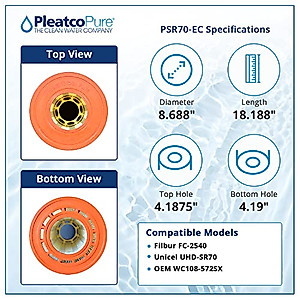 Pleatco PSR70-EC Pool Filter Cartridge Replacement for Unicel: UHD-SR70, Filbur: FC-2540, OEM Part Numbers: WC108-572SX, White