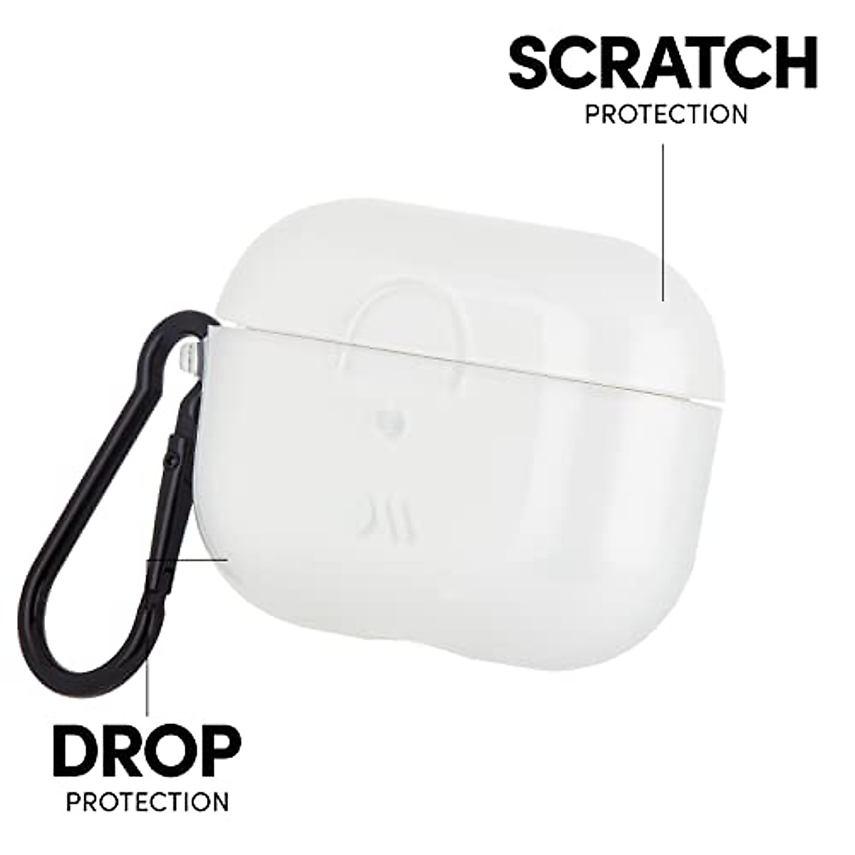 Case-Mate Protective AirPod Pro Case Cover, Soft Silicone Cover with Keychain Ring for Men and Women, Compatible with Apple AirPods Pro, Front LED Visible - Clear