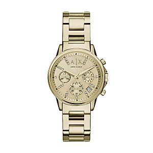 A｜X ARMANI EXCHANGE Women's Chronograph Stainless Steel Watch, Color: Gold (Model: AX4327)