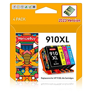 HenceBuy Compatible for HP 910 Ink Cartridges Replacement for HP 910 910 XL Ink Compatible with OfficeJet 8025e 8035e 8025 8035 8028e 8020 8022 8028 8015 for HP 910XL Ink Cartridges (4 Pack)