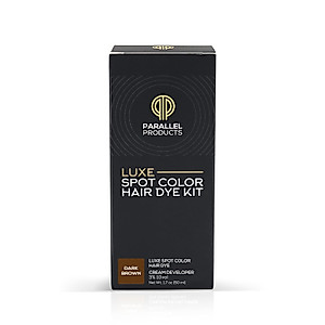 Parallel Products - Luxe Color (Dark Brown) - Cream Hair Dye - 25mL - Tint for Professional Spot Coloring - With Cream Developer, Mixing Dish and Application Brush - Covers Grey Hair - Root Touch Up