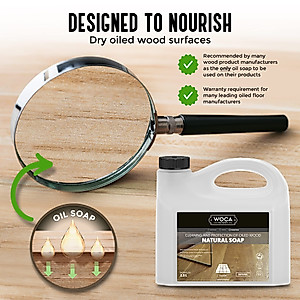 WOCA Natural Soap, Natural 1L - Concentrated Wood Cleaner for oil finished hardwood floors, tables, millwork, cutting boards, countertops and butcher block
