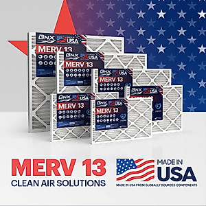 BNX TruFilter 16x20x1 Air Filter MERV 13 (4-Pack) - MADE IN USA - Electrostatic Pleated Air Conditioner HVAC AC Furnace Filters for Allergies, Pollen, Mold, Bacteria, Smoke, Allergen, MPR 1900 FPR 10