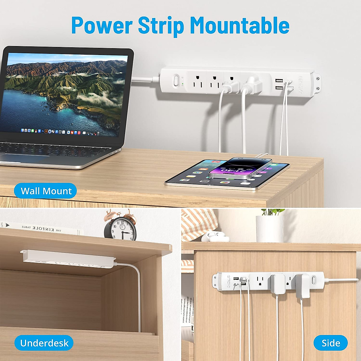 TROND Ultra Thin Flat Plug 3ft Extension Cord 1625W+TROND Bluetooth 5.2 Transmitter Receiver, 2-in-1 Bluetooth Adapter for TV to Airpods or Wireless Headphones